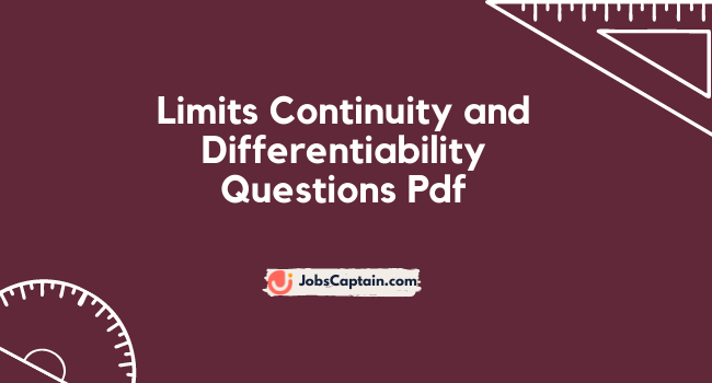 Download JEE Main Maths Limit Continuity And Differentiability Pdf
